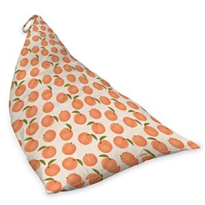 Lunarable Fruits Lounger Chair Bag, Pattern of Repetitive Peaches with Leaves Organic Healthy Element, High Capacity Storage with Handle Container, Lounger Size, Salmon Green and Eggshell