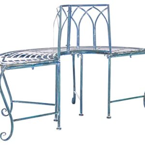 Safavieh PAT5018C Outdoor Collection Abia Antique Wrought Iron 50-inch Tree Bench, Mossy Blue