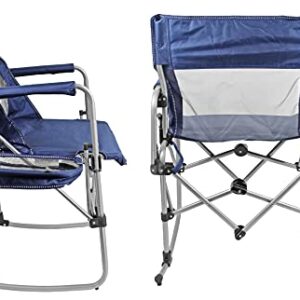 Zenithen Navy/Grey Outdoor Rocking Director Folding Chair with Side Table…