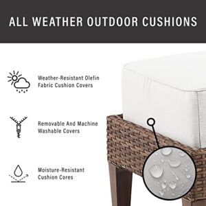 Crosley Furniture KO70193BR-CR Capella Outdoor Wicker 3-Piece Sofa Set (Sofa, 2 Armchairs), Brown with Creme Cushions