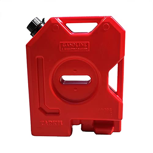 TARKII 2-Gallon Gasoline Container, Red Fuel Can for Vehicles,Portable Gas Tank with 2G Capacity