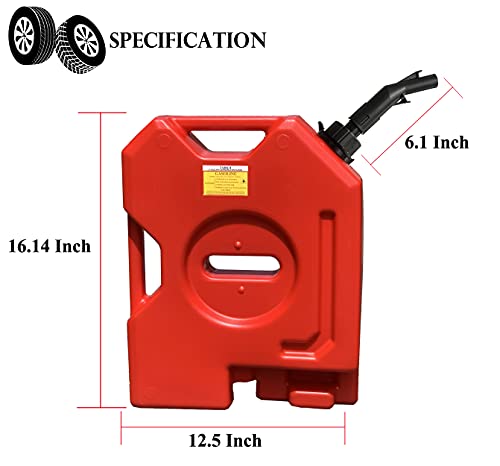 TARKII 2-Gallon Gasoline Container, Red Fuel Can for Vehicles,Portable Gas Tank with 2G Capacity