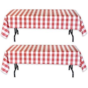 havercamp red and white plaid table cover |2 pack | 54″ x 108″ | classic plaid collection | great for picnic, barbecue, cookout, lumberjack theme, playground