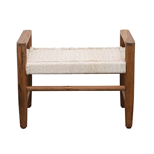 Bloomingville Teak Wood & Hand-Woven Cotton Rope, Natural Bench