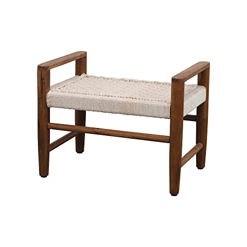 Bloomingville Teak Wood & Hand-Woven Cotton Rope, Natural Bench