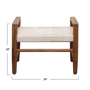 Bloomingville Teak Wood & Hand-Woven Cotton Rope, Natural Bench