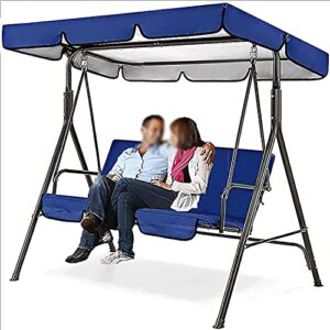 xhhbs 3 seat patio outdoor swing canopy cover set replacement porch top cover waterproof garden seat cover sunshade (color : blue, size : 77x49x6inch)