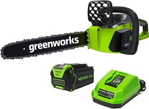 greenworks 40v 16-inch cordless chainsaw, 4ah battery and a charger included