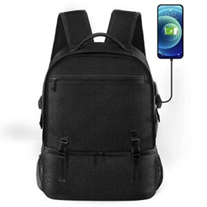 insulated cooler backpack 38 cans leakproof lightweight lunch backpack with usb double deck small cooler backpack with cooler compartment for work beach picnic travel trip men women (black)