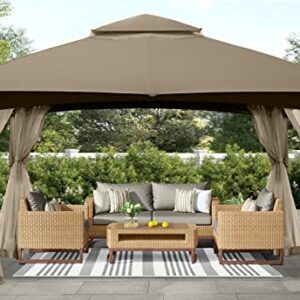 ABCCANOPY 10x12 Outdoor Gazebo - Patio Gazebo with Mosquito Netting, Outdoor Canopies for Shade and Rain for Lawn, Garden, Backyard & Deck (Khaki)