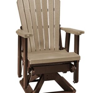 DutchCrafters Slat Fan Back Poly Adirondack Swivel Glider Outdoor Patio Chair (Tudor Brown & Weatherwood)