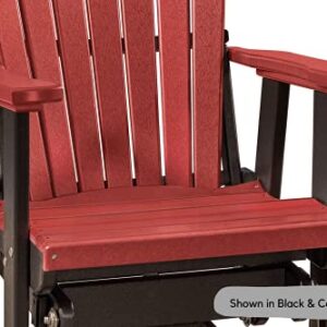 DutchCrafters Slat Fan Back Poly Adirondack Swivel Glider Outdoor Patio Chair (Tudor Brown & Weatherwood)