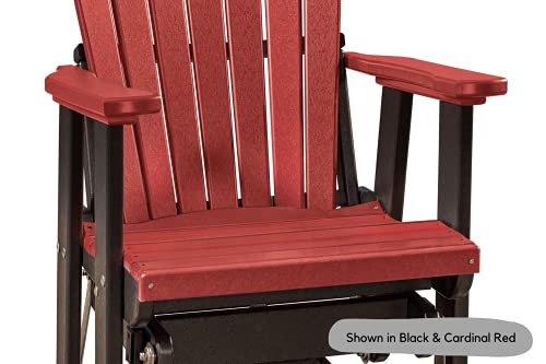 DutchCrafters Slat Fan Back Poly Adirondack Swivel Glider Outdoor Patio Chair (Tudor Brown & Weatherwood)