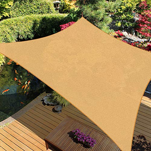 iCOVER Sun Shade Sail Canopy 12'x16', 185GSM Fabric Permeable Pergolas Top Cover, for Outdoor Patio Lawn Garden Backyard Awning, Sand