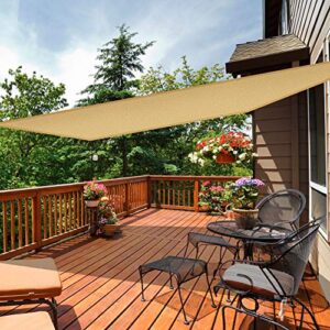 iCOVER Sun Shade Sail Canopy 12'x16', 185GSM Fabric Permeable Pergolas Top Cover, for Outdoor Patio Lawn Garden Backyard Awning, Sand