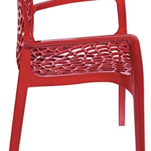 Green Boheme Gruvyer Indoor Outdoor Armchairs 4 Chairs, Red, Patio, Dining, Pool, Garden, Stacking, Never Rusts, Italian