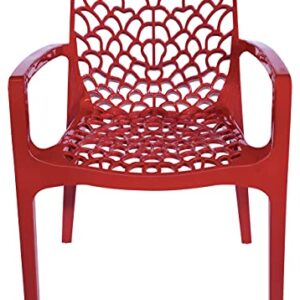 Green Boheme Gruvyer Indoor Outdoor Armchairs 4 Chairs, Red, Patio, Dining, Pool, Garden, Stacking, Never Rusts, Italian