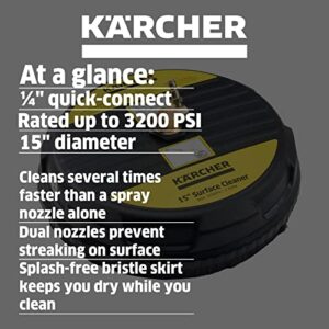 Karcher Universal 15" Pressure Washer Surface Cleaner Attachment, Power Washer Accessory - 1/4" Quick-Connect, 3200 PSI