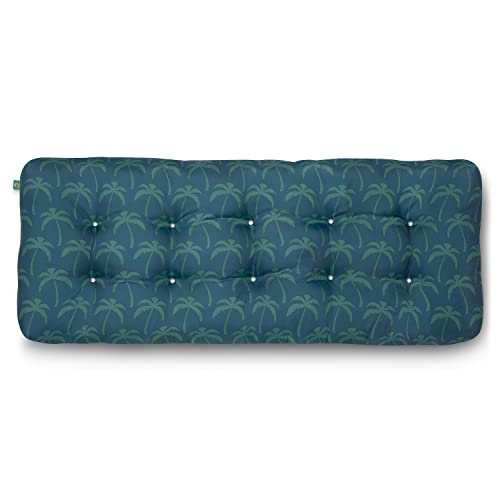 Duck Covers Water-Resistant Indoor/Outdoor Bench Cushion, 48 x 18 x 5 Inch, Blue Oasis Palm, Patio Bench Cushion