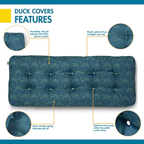 Duck Covers Water-Resistant Indoor/Outdoor Bench Cushion, 48 x 18 x 5 Inch, Blue Oasis Palm, Patio Bench Cushion