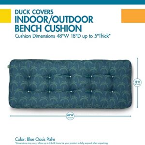 Duck Covers Water-Resistant Indoor/Outdoor Bench Cushion, 48 x 18 x 5 Inch, Blue Oasis Palm, Patio Bench Cushion