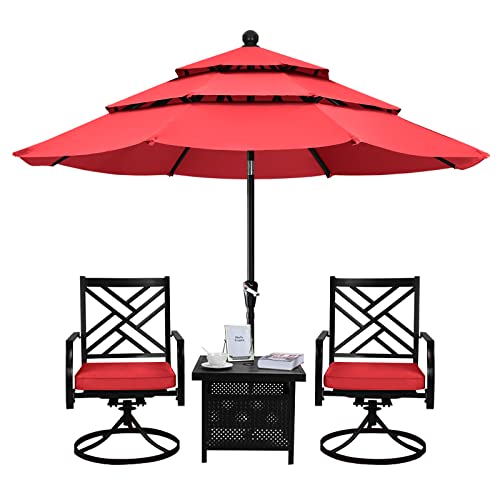 ABCCANOPY Patio Umbrellas 3-Tiers 9FT (Red)