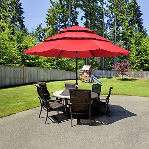 ABCCANOPY Patio Umbrellas 3-Tiers 9FT (Red)