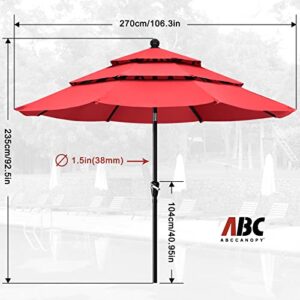 ABCCANOPY Patio Umbrellas 3-Tiers 9FT (Red)