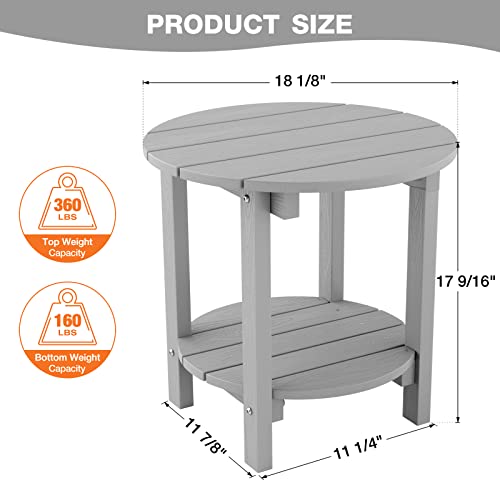 YEFU Adirondack Chair 3-Piece Set （Grey with 2 Oversized Plastic Adirondack Chair with Cup-Holder + an Outdoor Double Outdoor Side Table