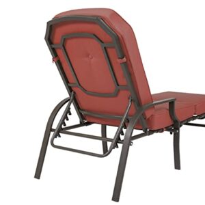 Kozyard Maya Outdoor Chaise Lounge Weather & Rust Resistant Steel Chair with Polyester Fabric Cushion for Pool, Patio, Deck or Yard (Terracotta)