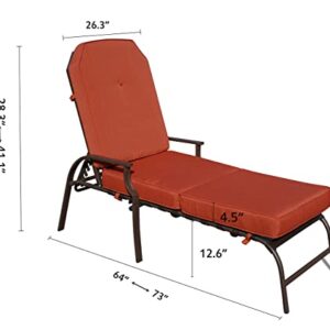 Kozyard Maya Outdoor Chaise Lounge Weather & Rust Resistant Steel Chair with Polyester Fabric Cushion for Pool, Patio, Deck or Yard (Terracotta)