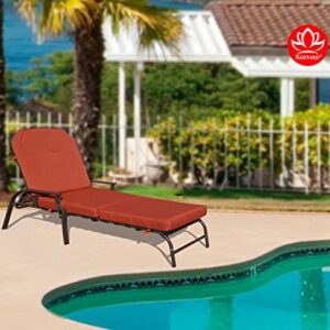 Kozyard Maya Outdoor Chaise Lounge Weather & Rust Resistant Steel Chair with Polyester Fabric Cushion for Pool, Patio, Deck or Yard (Terracotta)