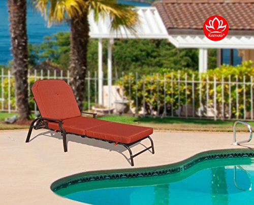 Kozyard Maya Outdoor Chaise Lounge Weather & Rust Resistant Steel Chair with Polyester Fabric Cushion for Pool, Patio, Deck or Yard (Terracotta)