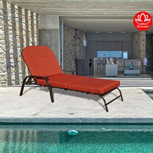 Kozyard Maya Outdoor Chaise Lounge Weather & Rust Resistant Steel Chair with Polyester Fabric Cushion for Pool, Patio, Deck or Yard (Terracotta)