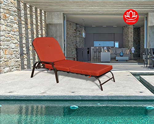 Kozyard Maya Outdoor Chaise Lounge Weather & Rust Resistant Steel Chair with Polyester Fabric Cushion for Pool, Patio, Deck or Yard (Terracotta)