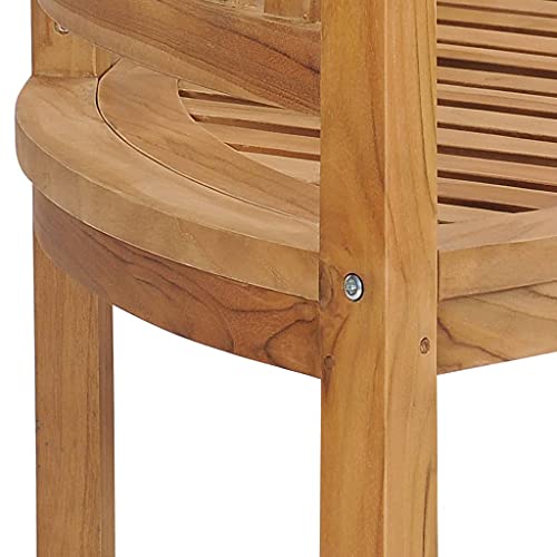 vidaXL Banana Bench, Outdoor Patio Banana Bench Loveseat with Armrest, Garden Bench for Yard Porch Entryway Lawn Poolside, Solid Wood Teak