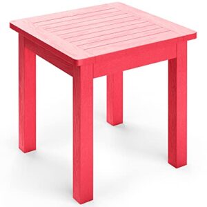 YEFU Adirondack Chair 3-Piece Set (Red) Plastic Weather Resistant, with 2 Adirondack Chairs + an Outdoor Side Table