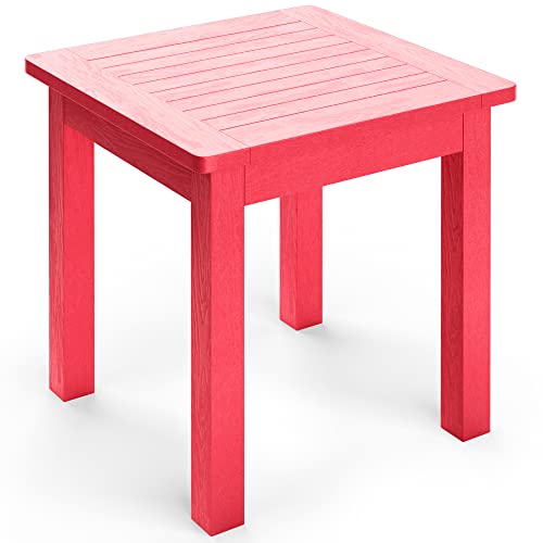 YEFU Adirondack Chair 3-Piece Set (Red) Plastic Weather Resistant, with 2 Adirondack Chairs + an Outdoor Side Table