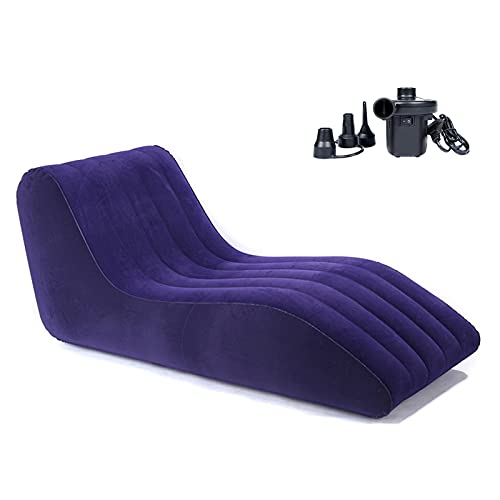 ptlsy Inflatable Lounge Chair for Adult,Chair Sofa with Household Air Pump, S-Shape Air Sofa Couch, Inflatable Lounge Deck Chair Multi-Function for Indoor Livingroom Bedroom Indoor Outdoor (Blue)