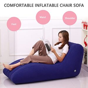 ptlsy Inflatable Lounge Chair for Adult,Chair Sofa with Household Air Pump, S-Shape Air Sofa Couch, Inflatable Lounge Deck Chair Multi-Function for Indoor Livingroom Bedroom Indoor Outdoor (Blue)