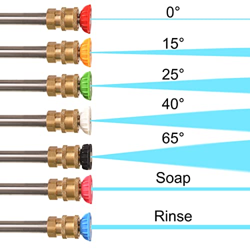 RIDGE WASHER Pressure Washer Nozzle Tips Set with Nozzle Holder, 7 Spray Nozzle Tips, 1/4 Inch Quick Connect, 4000 PSI