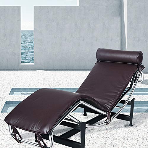 HOTYARD LC-4 Chaise Lounge, Genuine Leather Recliner (Dark Brown)