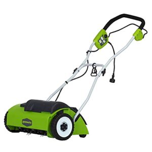 greenworks 10 amp 14” corded electric dethatcher (stainless steel tines)