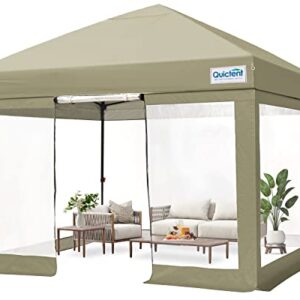 Quictent Clear Tent 10'x10' Ez Pop up Canopy with Sidewalls Instant Outddoor Gazebo Shelter Waterproof (Khaki)