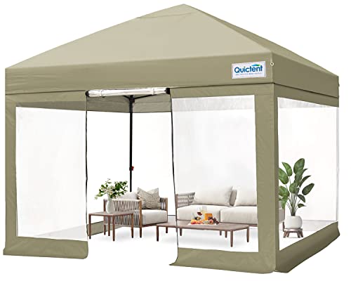 Quictent Clear Tent 10'x10' Ez Pop up Canopy with Sidewalls Instant Outddoor Gazebo Shelter Waterproof (Khaki)