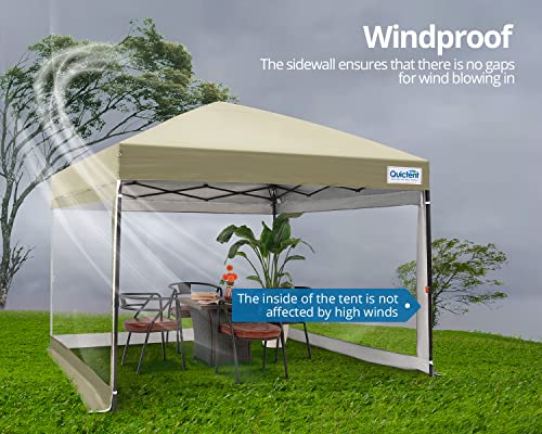 Quictent Clear Tent 10'x10' Ez Pop up Canopy with Sidewalls Instant Outddoor Gazebo Shelter Waterproof (Khaki)