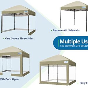 Quictent Clear Tent 10'x10' Ez Pop up Canopy with Sidewalls Instant Outddoor Gazebo Shelter Waterproof (Khaki)