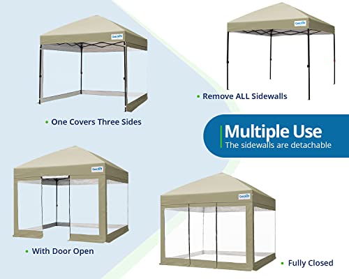 Quictent Clear Tent 10'x10' Ez Pop up Canopy with Sidewalls Instant Outddoor Gazebo Shelter Waterproof (Khaki)