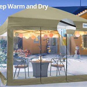 Quictent Clear Tent 10'x10' Ez Pop up Canopy with Sidewalls Instant Outddoor Gazebo Shelter Waterproof (Khaki)