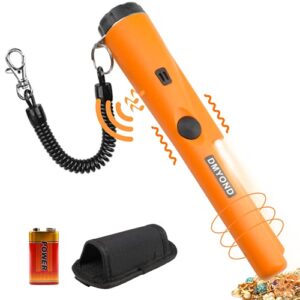 metal detector pinpointer, professional waterproof handheld pin pointer wand, search treasure pinpointing finder probe with 9v battery and led for adults, kids – orange